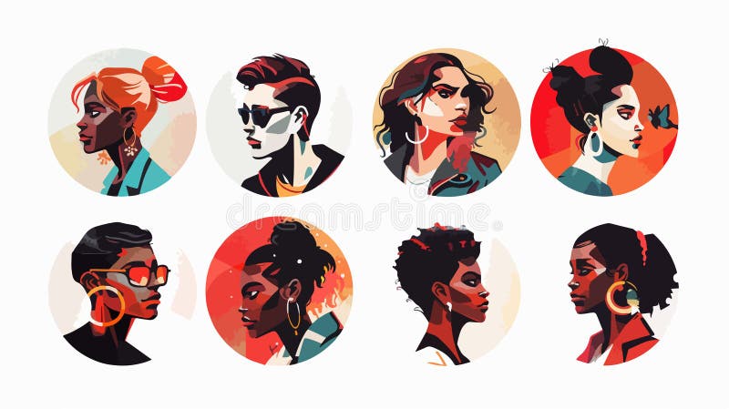 Diverse Face Avatars Bundle for Creative Projects Stock Illustration ...