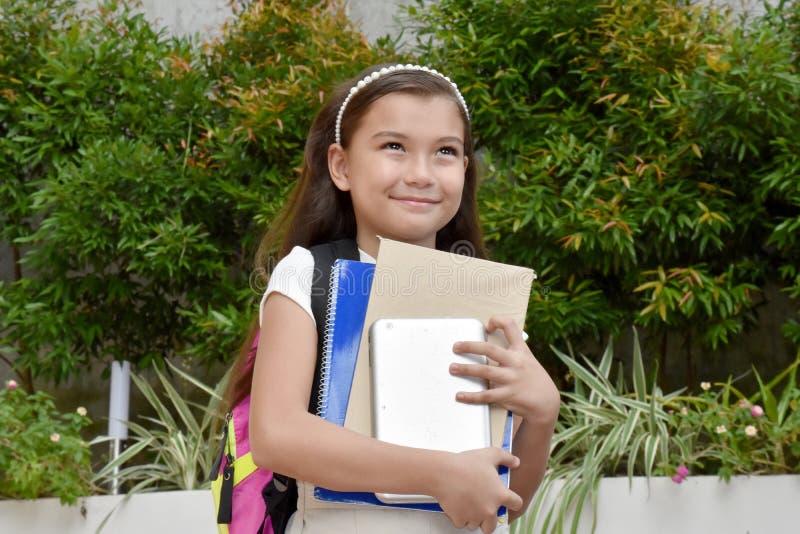 Diverse Female Student Wondering with Notebooks Stock Photo - Image of ...