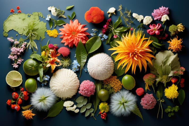 Diverse Flora from Different Geographical Regions Arranged Together ...