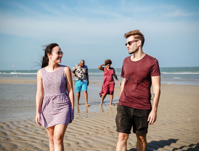 Diverse Friends Having Fun at the Beach Stock Photo - Image of relaxed ...