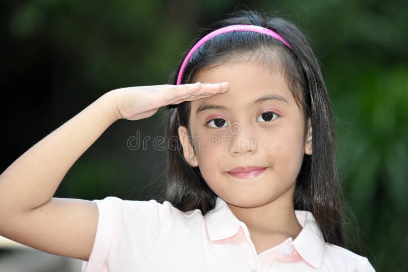 A Diverse Girl Saluting stock image. Image of adorable - 141579629