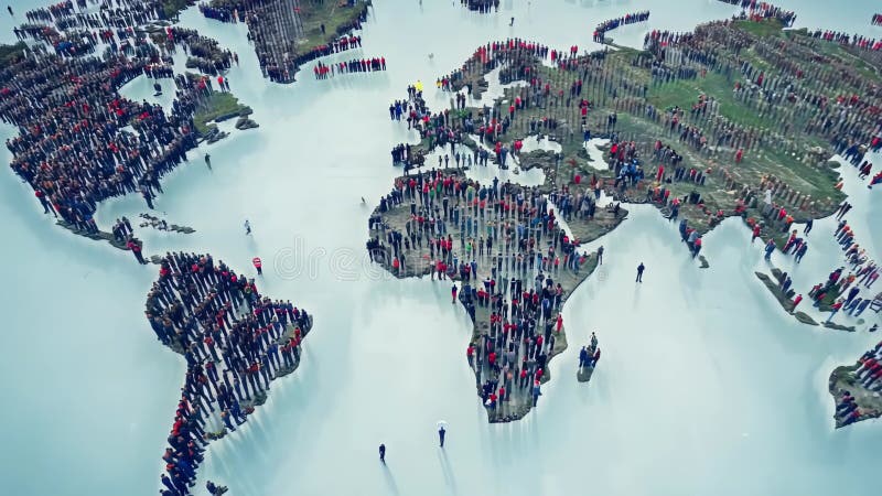 Diverse Global Community Standing on World Map. Concept of Unity ...