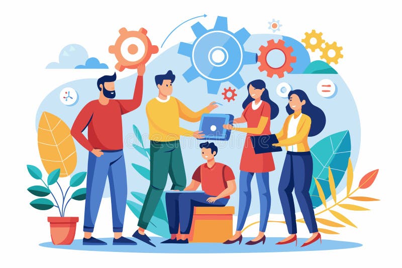 A Diverse Group is Actively Sharing Ideas and Exchanging Tools in a ...