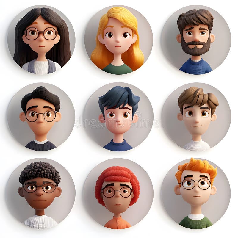 Diverse Group of Animated Characters Showcasing a Range of Hairstyles ...