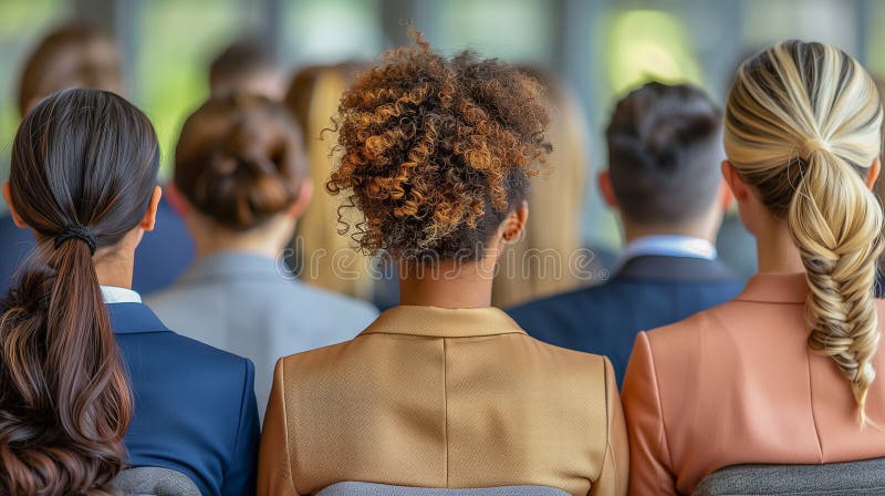 Diverse Group Attending Seminar in Office Setting Stock Illustration ...