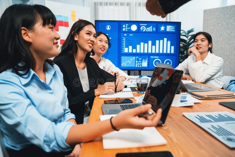 Group of Business Analyst Team Analyzing Financial Data Report ...