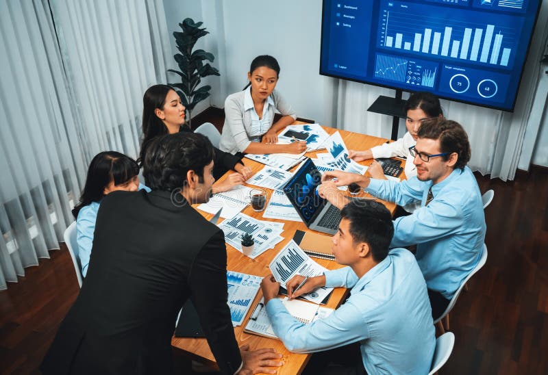 Group of Business Analyst Team Analyzing Financial Data Report ...