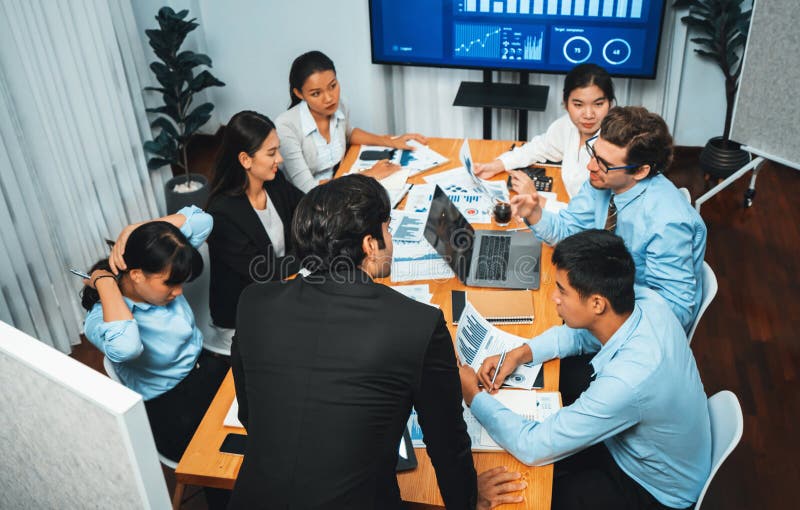 Group of Business Analyst Team Analyzing Financial Data Report ...