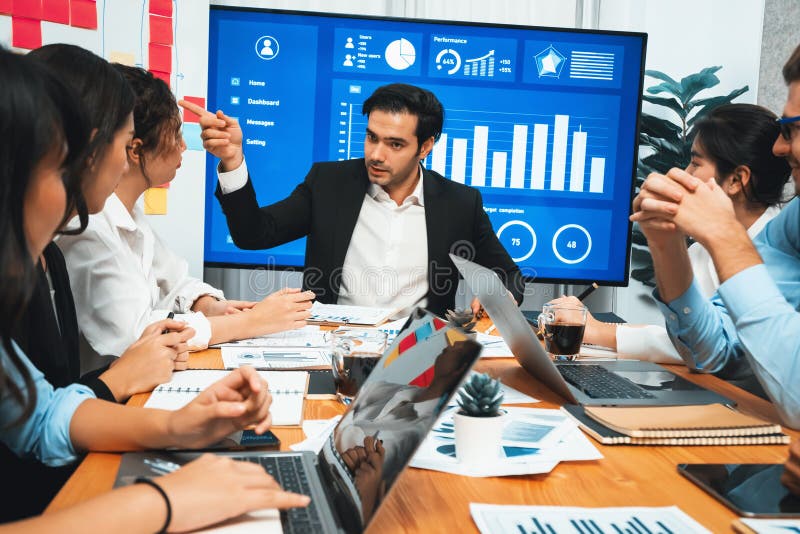 Group of Business Analyst Team Analyzing Financial Data Report ...