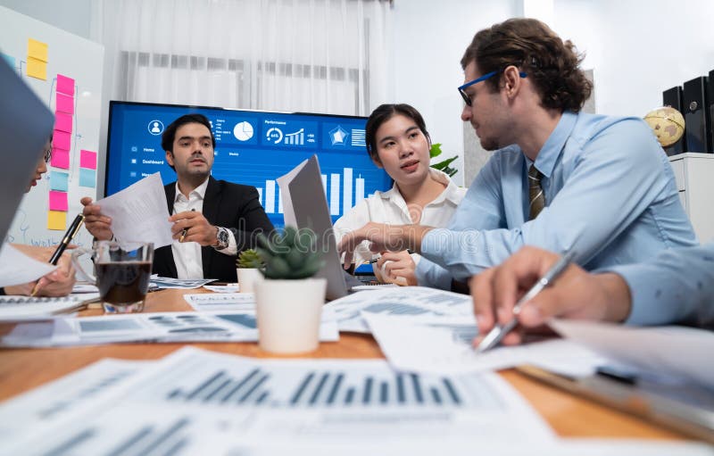 Group of Business Analyst Team Analyzing Financial Data Report ...