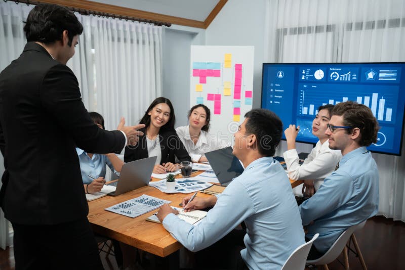 Group of Business Analyst Team Analyzing Financial Data Report ...