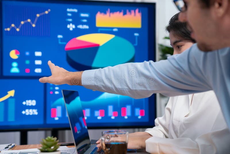 Group of Business Analyst Team Analyzing Financial Data Report ...