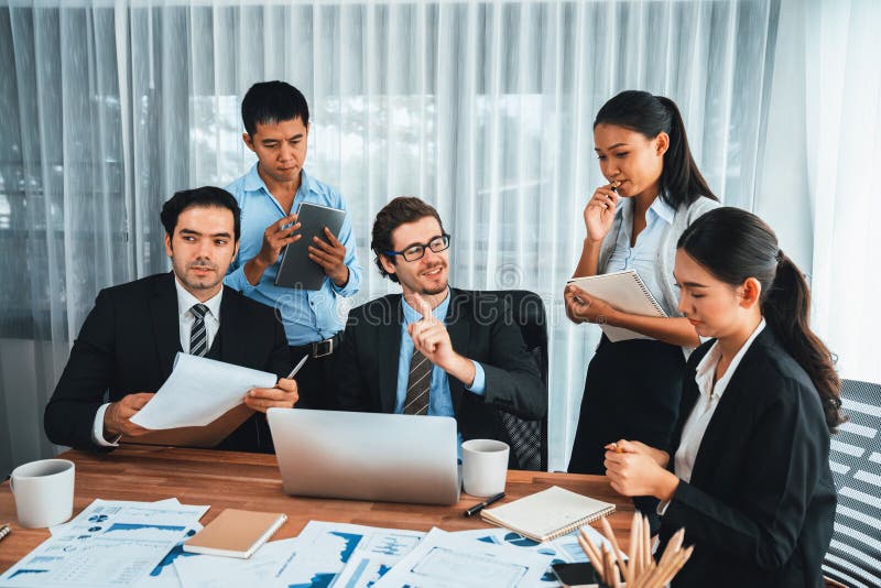 Group of Business Analyst Team Analyzing Financial Data Report ...