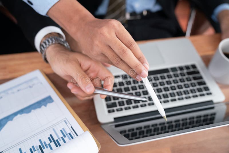 Group of Business Analyst Team Analyzing Financial Data Report ...