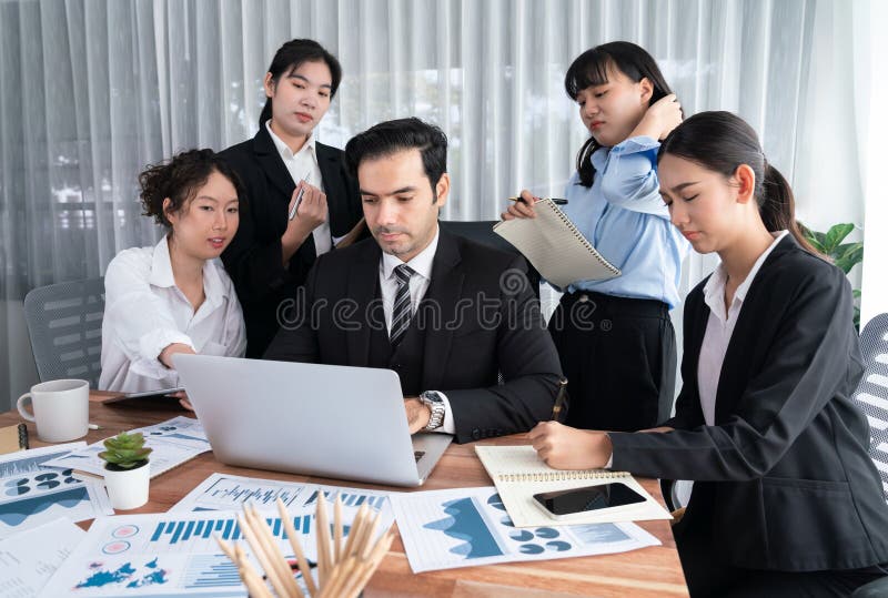 Group of Business Analyst Team Analyzing Financial Data Report ...