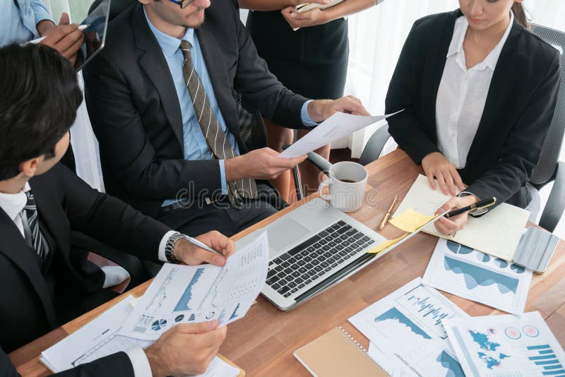 Group of Business Analyst Team Analyzing Financial Data Report ...