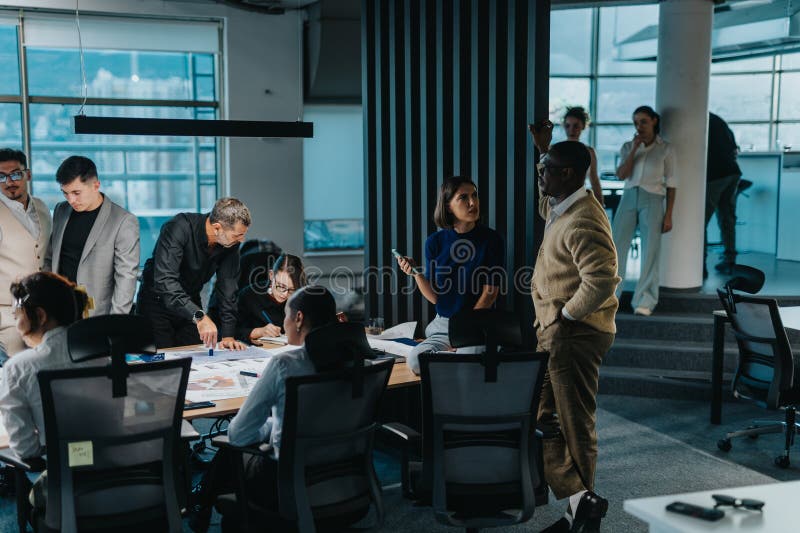 Multicultural Team Brainstorming Ideas in a Modern Office Setting Stock Image - Image of ...