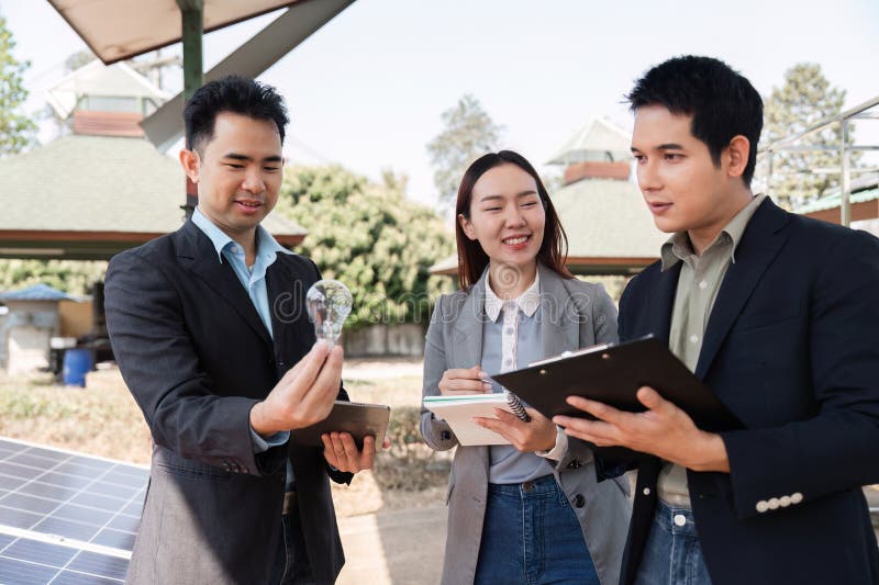 Sustainable Practices. Business Professionals Collaborating on Energy ...