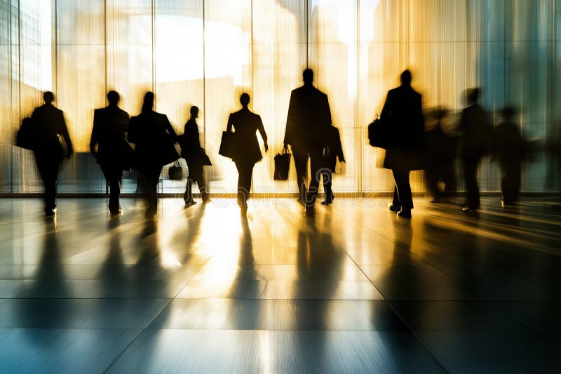 Business People Walking in Modern Office Building Atrium Stock ...