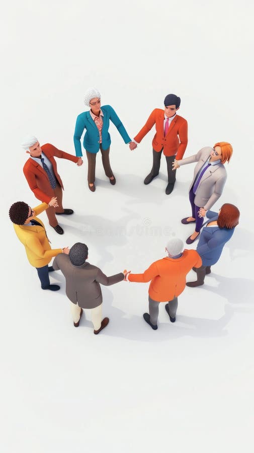 Diverse Group of Children Forming a Hand-linked Circle, Expressing ...
