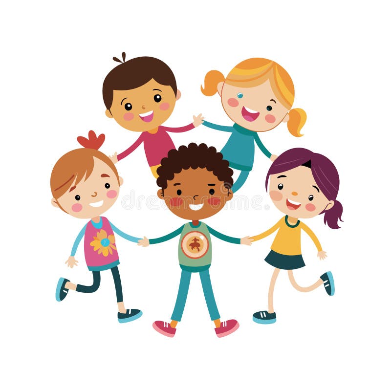 Diverse Group of Children Holding Hands in Unity and Friendship Stock ...