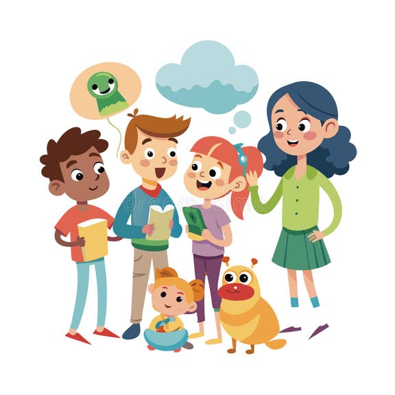 Diverse Group of Children Learning Together, Exploring Ideas, Reading ...