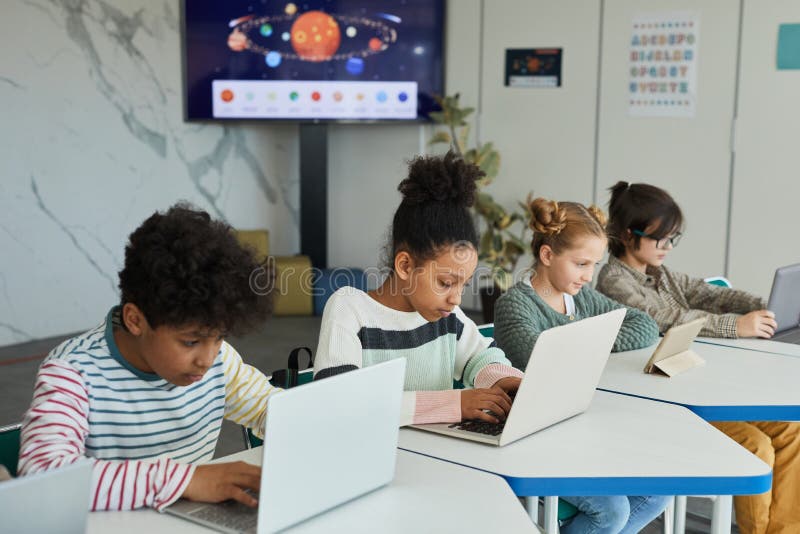 Group of Children Studying it in Class Stock Image - Image of learning ...