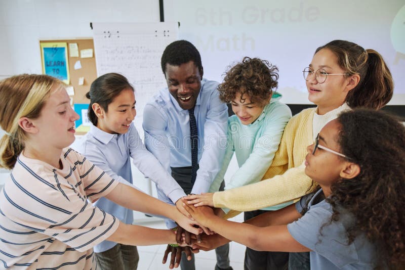 Diverse Group of Children Stacking Hands Stock Photo - Image of camp ...