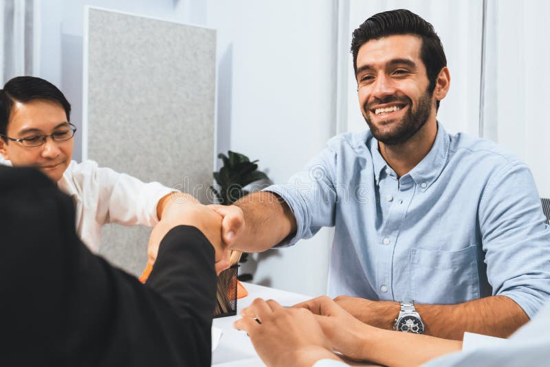 Diverse Group of Civil Engineer and Client Shakes Hand after. Prudent ...