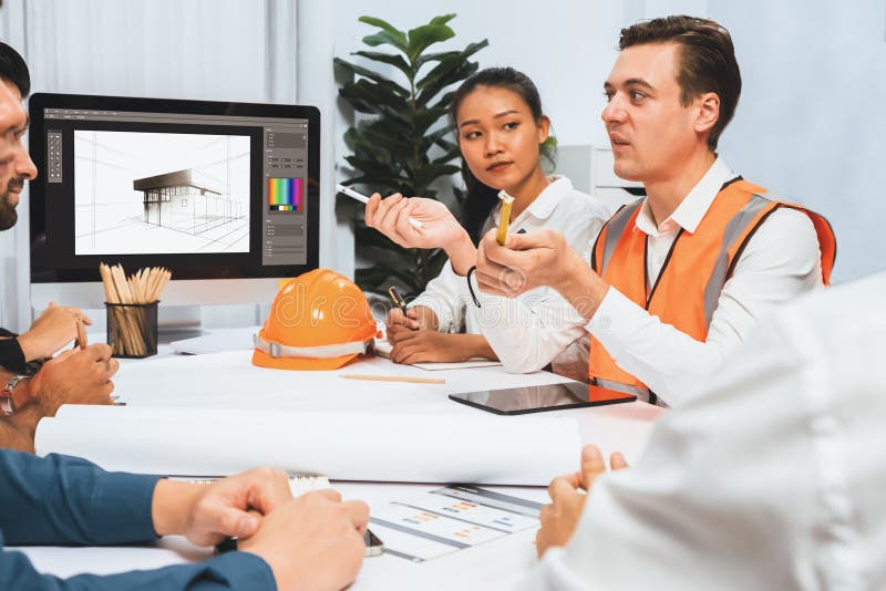 Diverse Group of Civil Engineer and Client Working on Architect. Prudent Stock Image - Image of ...