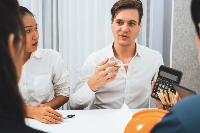 Diverse Group of Civil Engineer and Client Working on Architect. Prudent Stock Photo - Image of ...