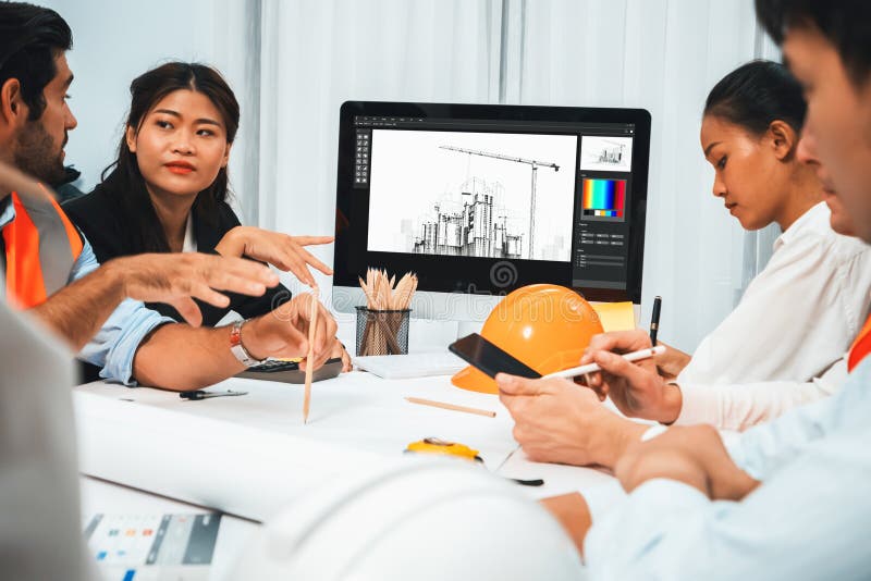 Diverse Group of Civil Engineer and Client Working on Architect ...