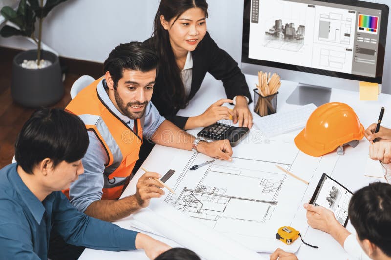 Diverse Group of Civil Engineer and Client Working on Architect ...