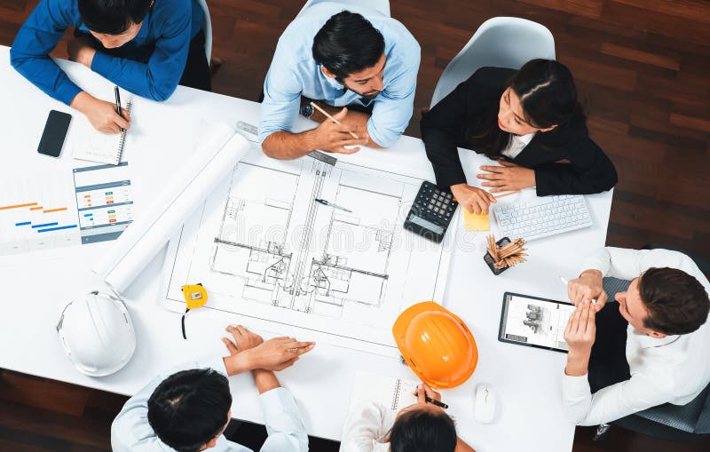 Diverse Group of Civil Engineer and Client Celebrate and High Five ...