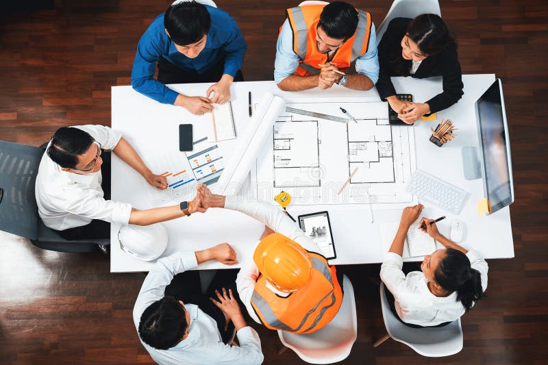 Diverse Group of Civil Engineer and Client Working on Architect. Prudent Stock Photo - Image of ...