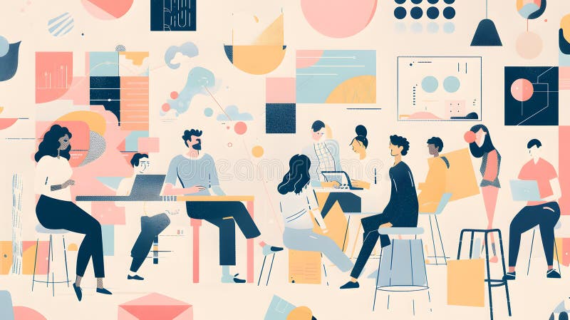 A Diverse Group Collaborates in a Modern Office, Showcasing Coworking ...