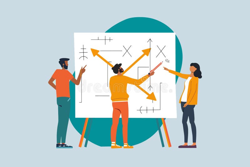 Diverse Group Collaborating on Whiteboard Strategy, Illustrating ...