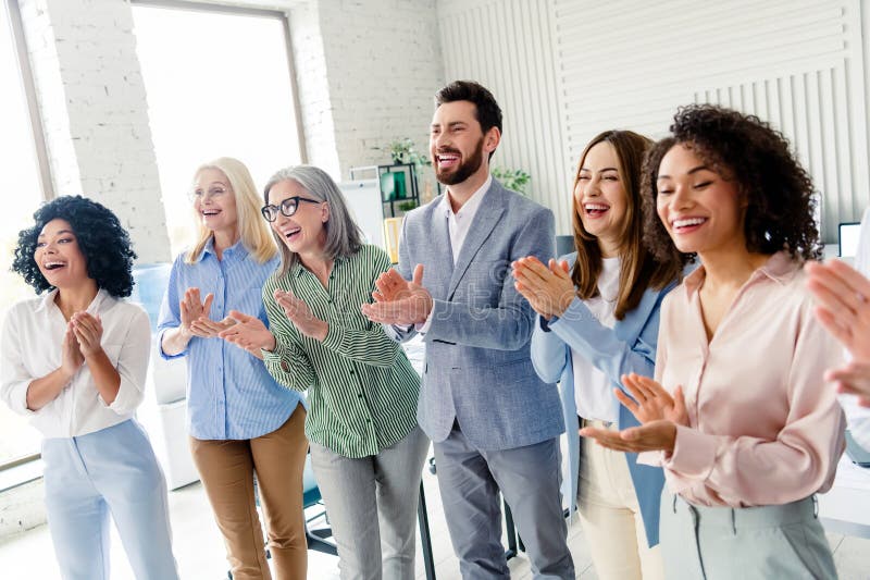 Happy Colleagues Celebrating Success Office Environment Teamwork ...