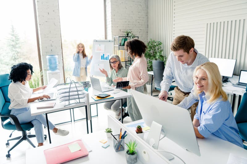 Diverse Team Collaborating Bright Modern Office Workspace Multi Age ...