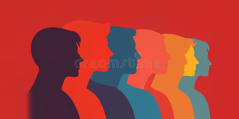 Diverse Group of Colorful Silhouettes Unity Teamwork People Community ...