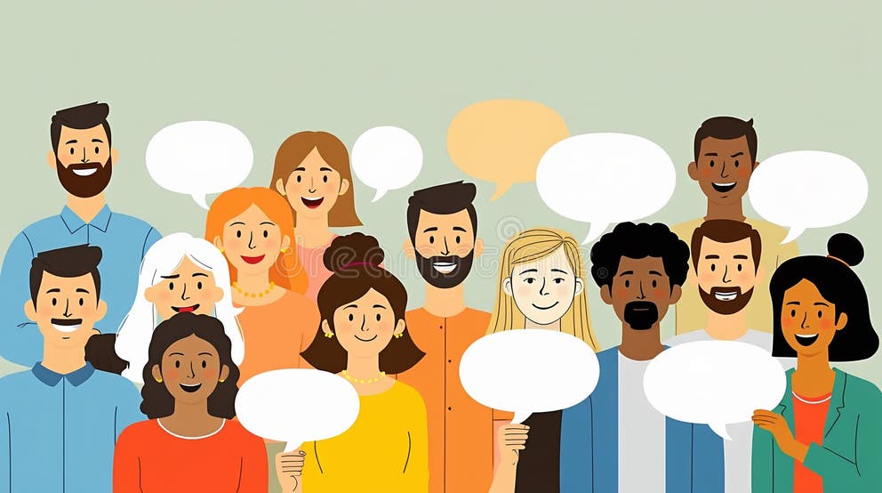 Diverse Group Communication Concept with Empty Speech Bubbles ...