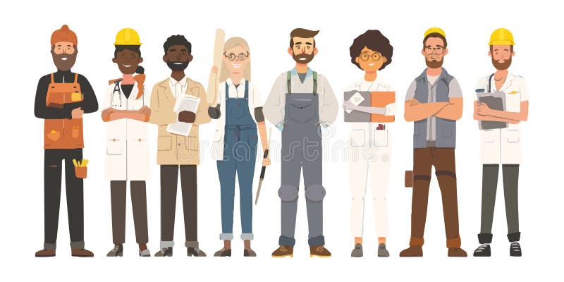 Diverse Group of Construction Workers Stock Vector - Illustration of ...