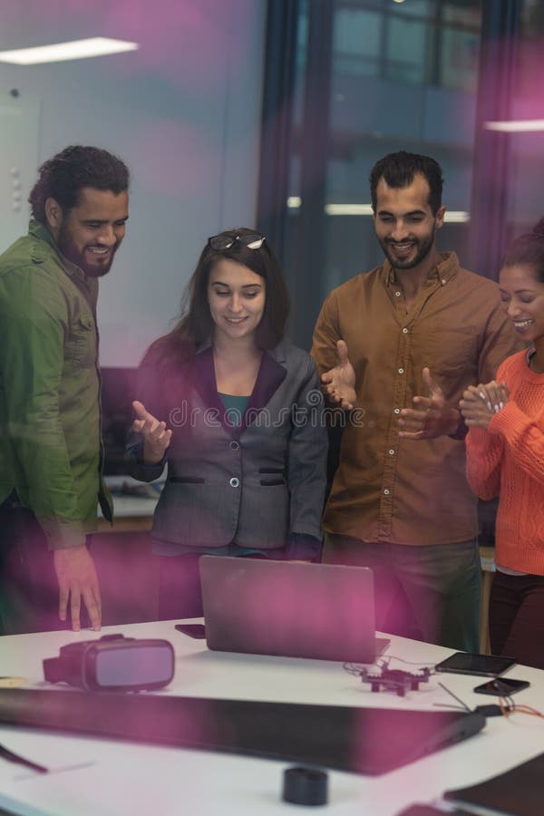 Diverse Group of Creative Colleagues Discussing Work and Brainstorming ...