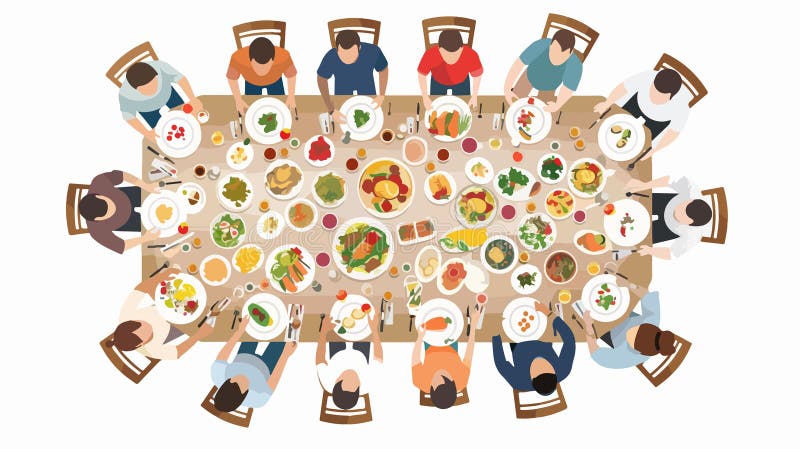 Diverse Group Dining Together in a Restaurant Scene Stock Vector ...