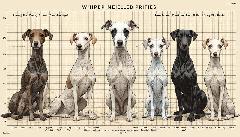 Diverse Group of Dogs Sitting Posed for a Height Comparison Chart Stock ...