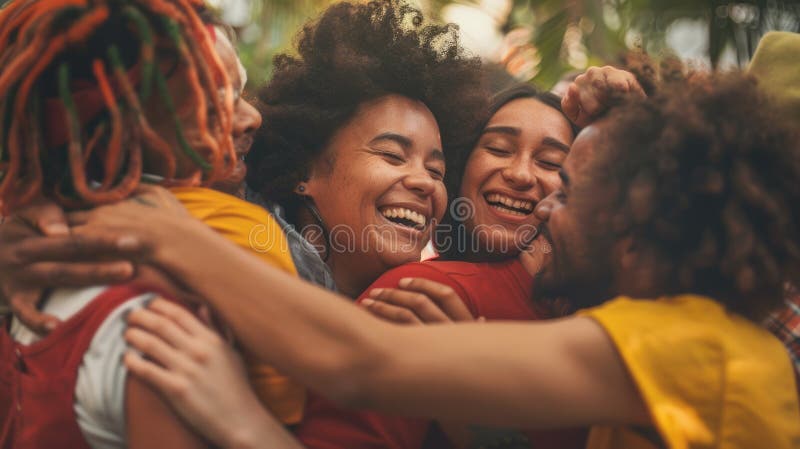 A Group with Diverse Members Embracing Unity and Togetherness in a ...