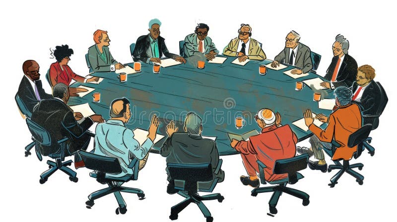 A Diverse Group Engaged in Discussions and Idea Sharing during a Round ...