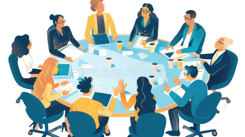 A Diverse Group Engaged in Discussions and Idea Sharing during a Round ...