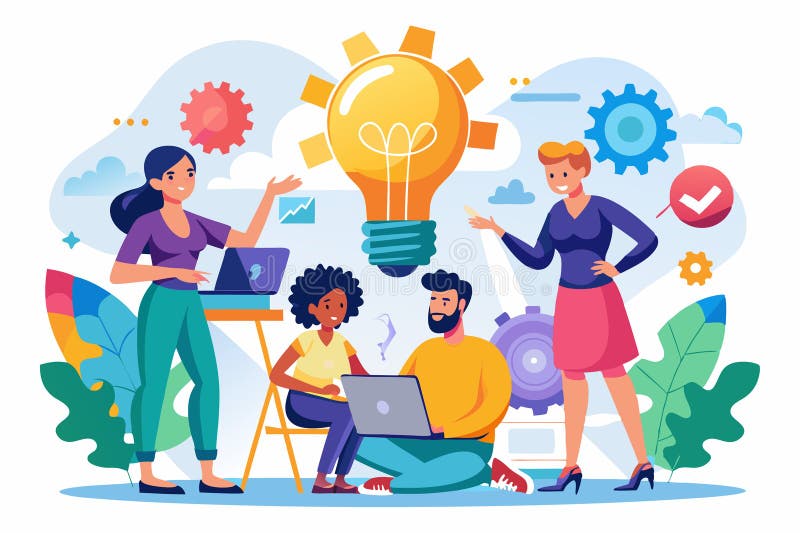 A Diverse Group Engages in Brainstorming, Sharing Ideas while Using ...