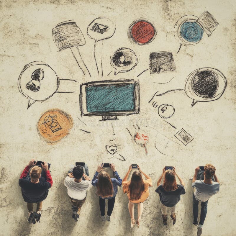 Diverse Group Engaging with Technology Device Network Communication ...